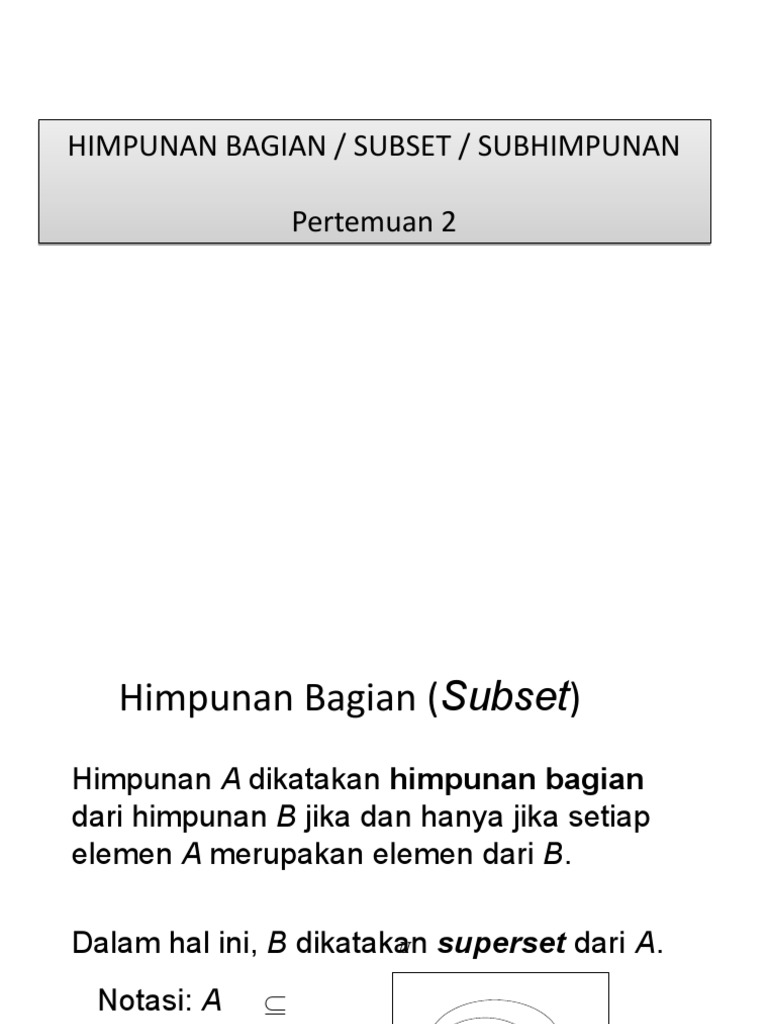Pertemuan 2 (SubHimpunan) | PDF