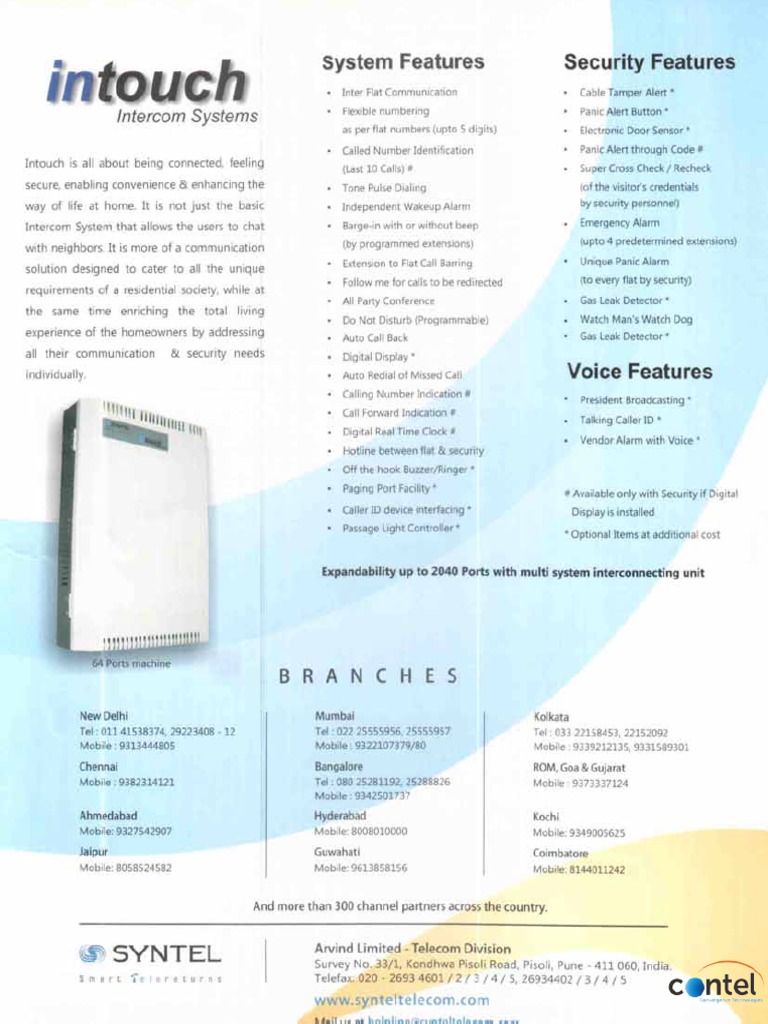 Syntel Intouch Building Intercom | PDF