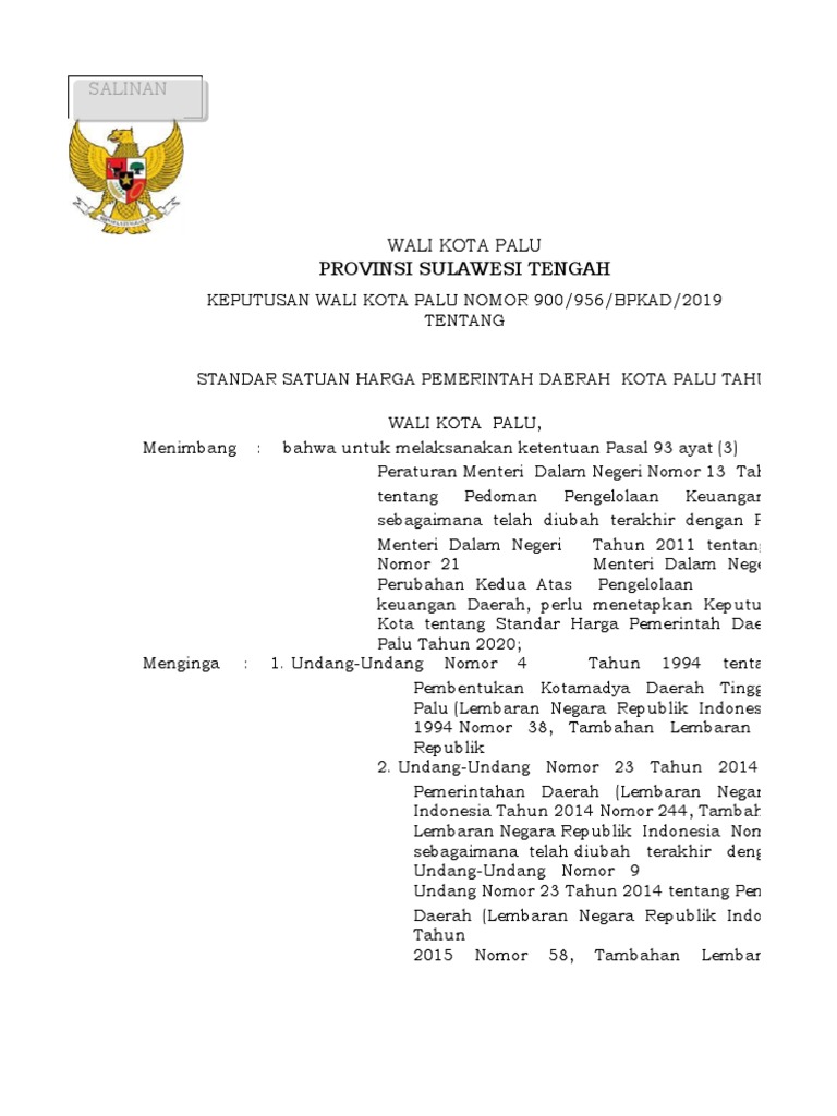 Standar Satuan Harga 2020 | PDF