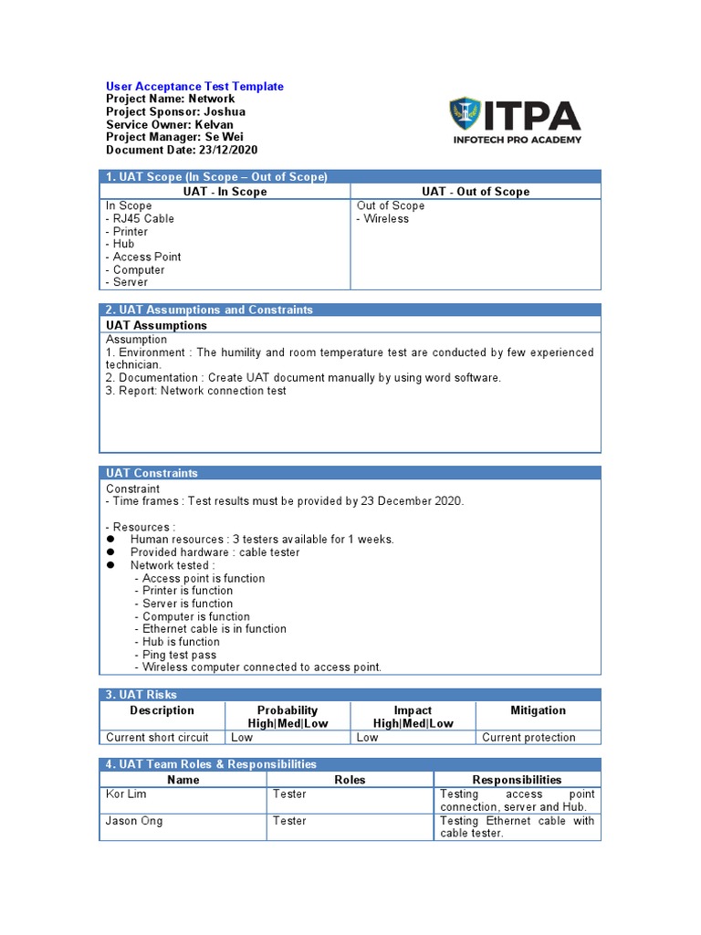 Network UAT Template | PDF | Wireless Access Point | Computer Network