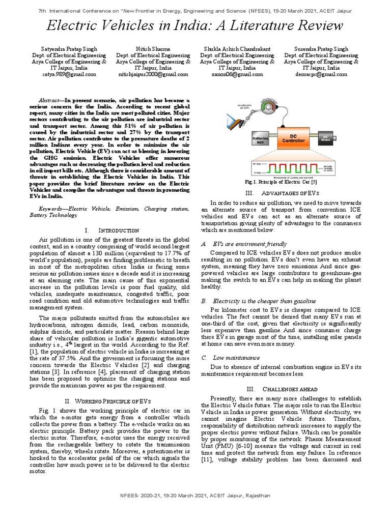 Electric Vehicles in India: A Literature Review | PDF | Electric ...