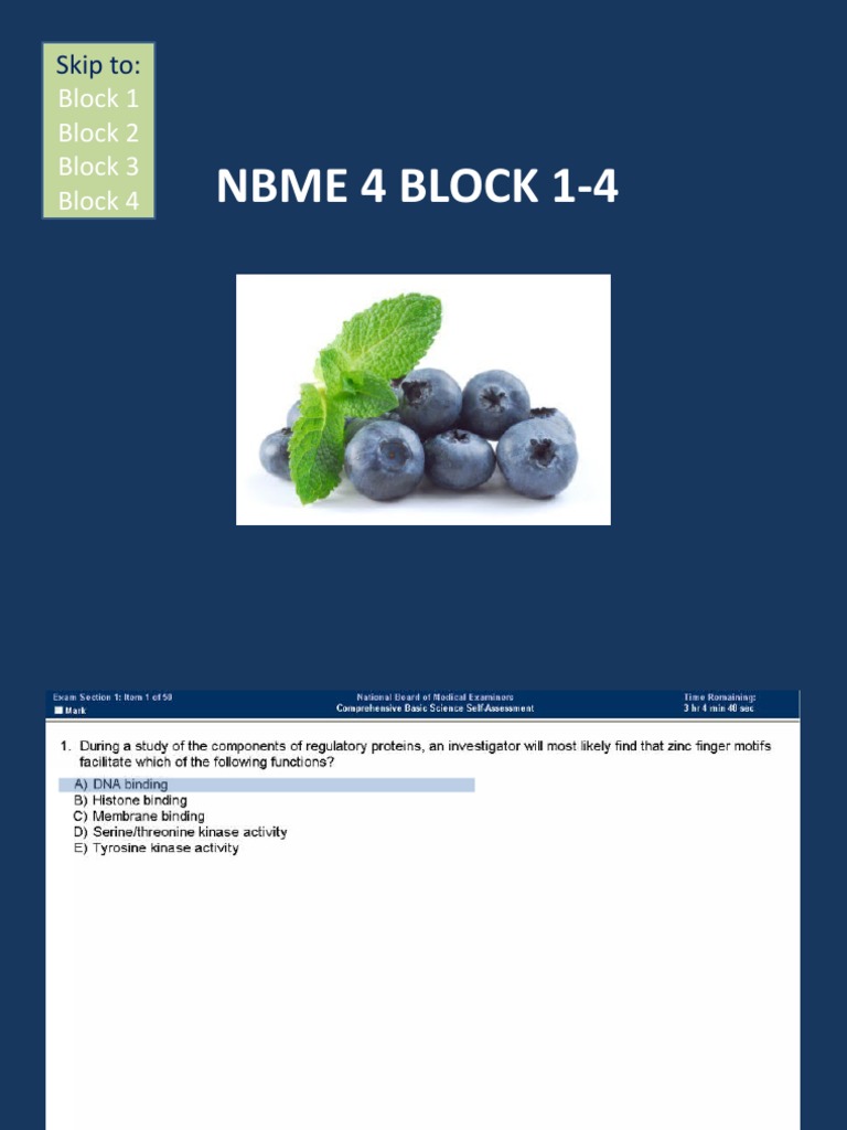 NBME 4 BLOCK 1-4 (With Answers) | PDF