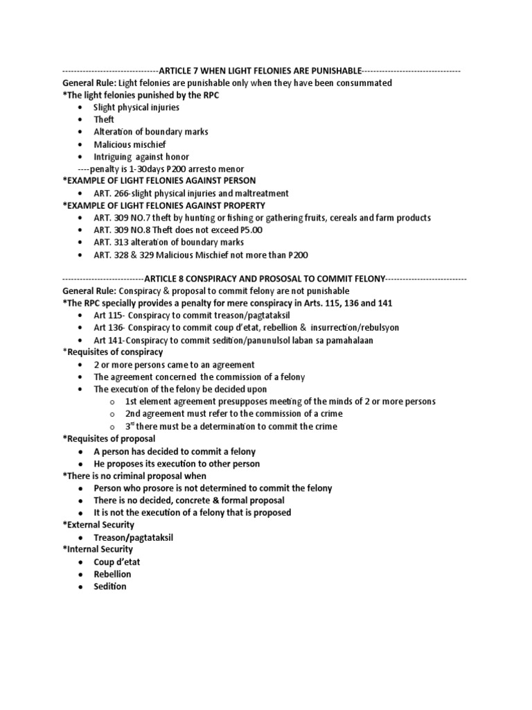 Article 7 When Light Felonies Are Punishable | PDF | Capital Punishment ...