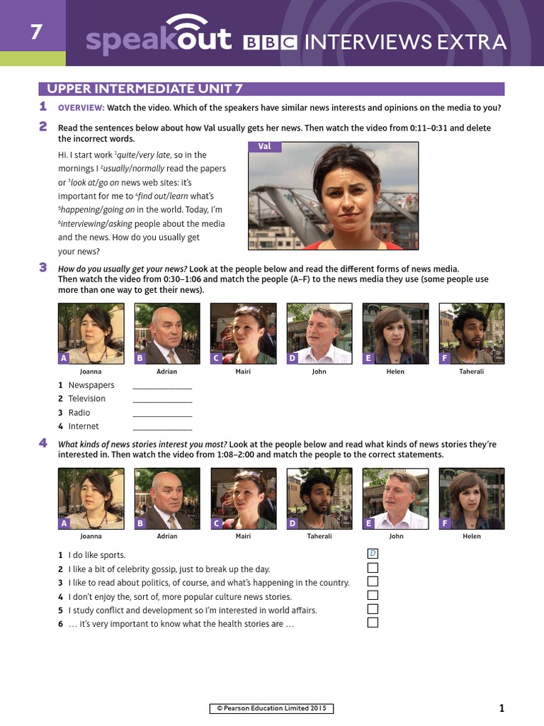 Interviews Extra: Upper Intermediate Unit 7 | PDF | News | News Media
