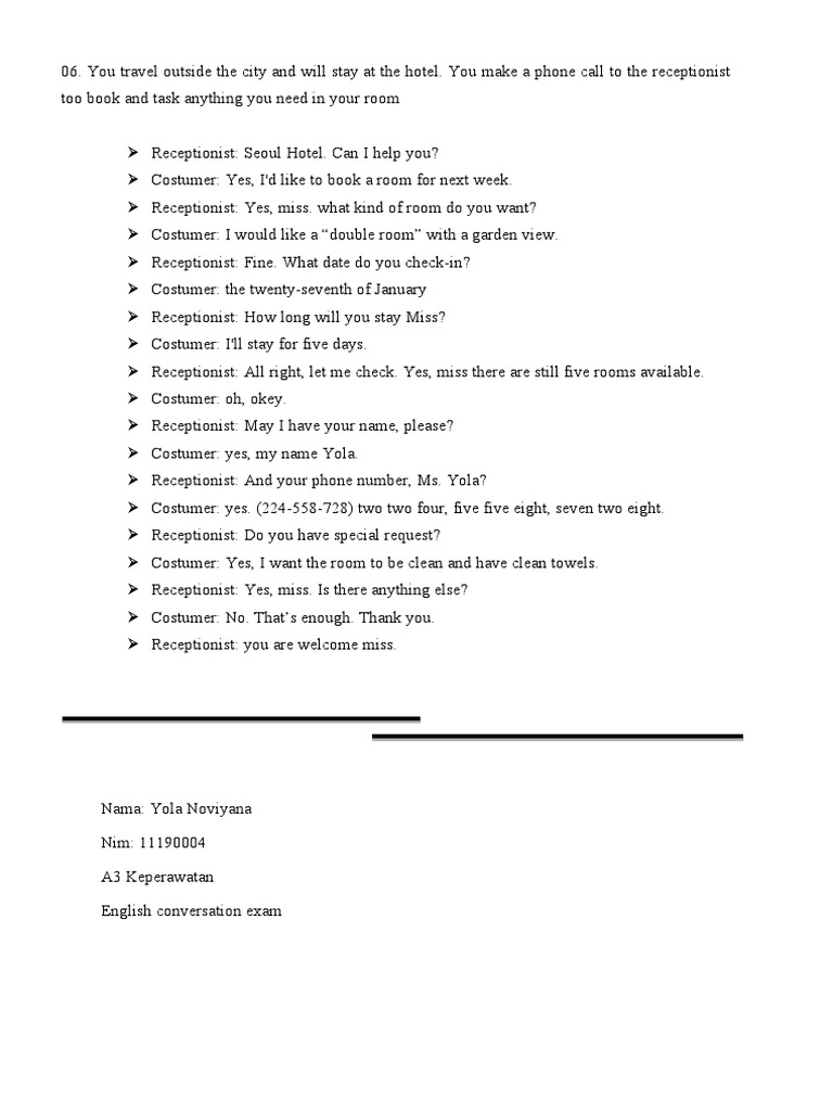 English Conversation Exam - 06 | PDF