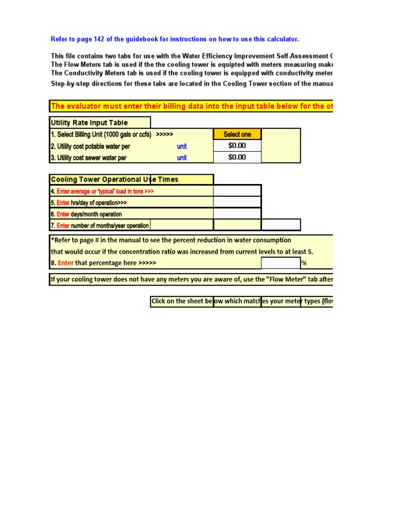 Calculator Cooling Towers | PDF | Volume | Spreadsheet