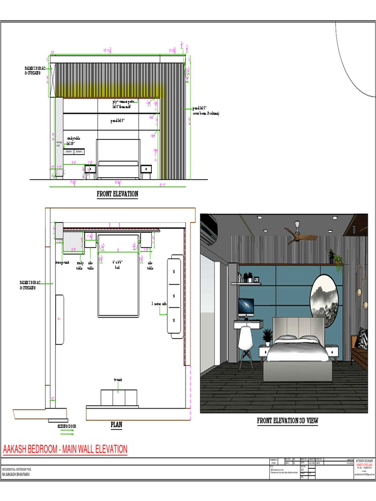 Aakash Bedroom Wall Elevation Design | PDF | Architectural Elements ...
