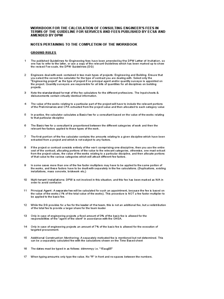 03PN Structural Engineering Fees Calculator For Building Projects 2009 ...