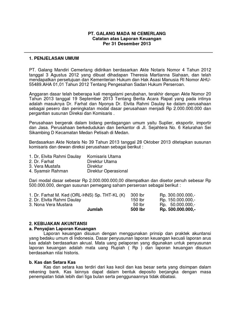 Narasi Laporan Keuangan PDF | PDF