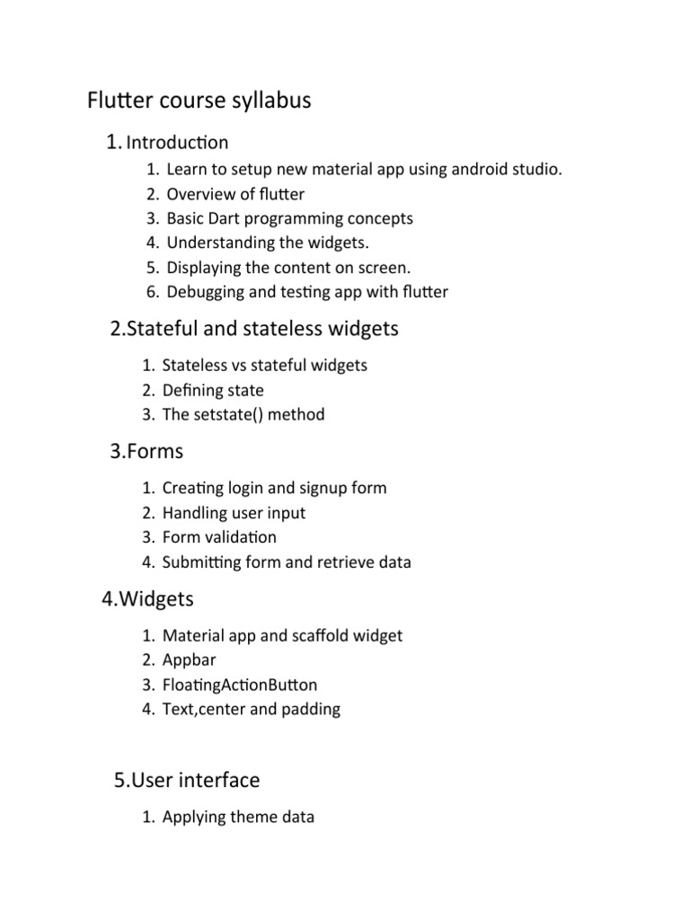 Flutter Course Syllabus | PDF
