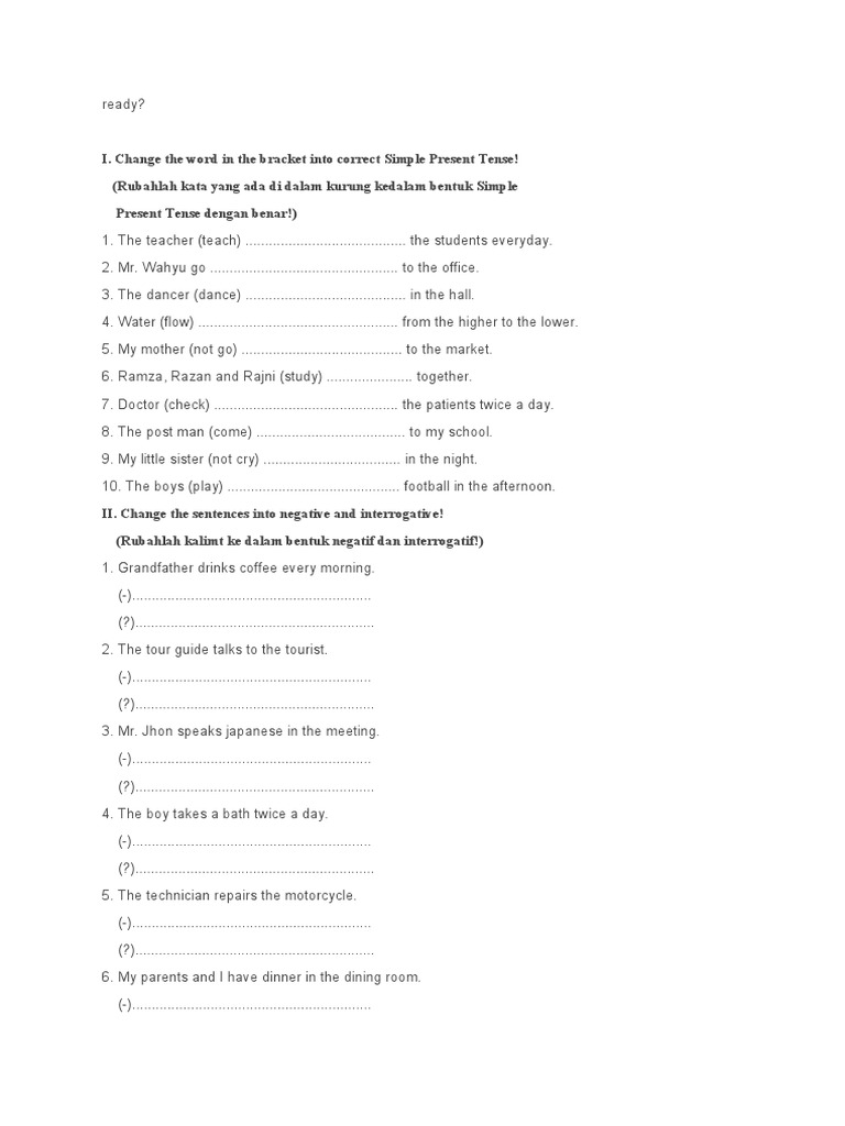 Soal Simple Present Tense | PDF