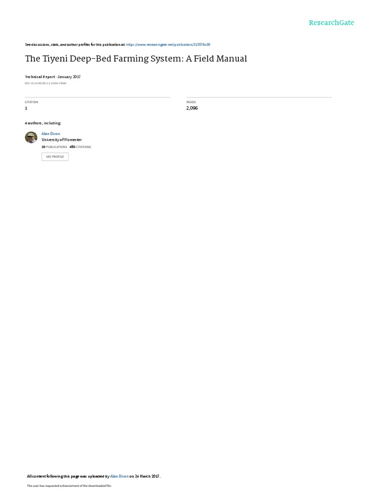 The Tiyeni Deep-Bed Farming System: A Field Manual: January 2017 | PDF ...