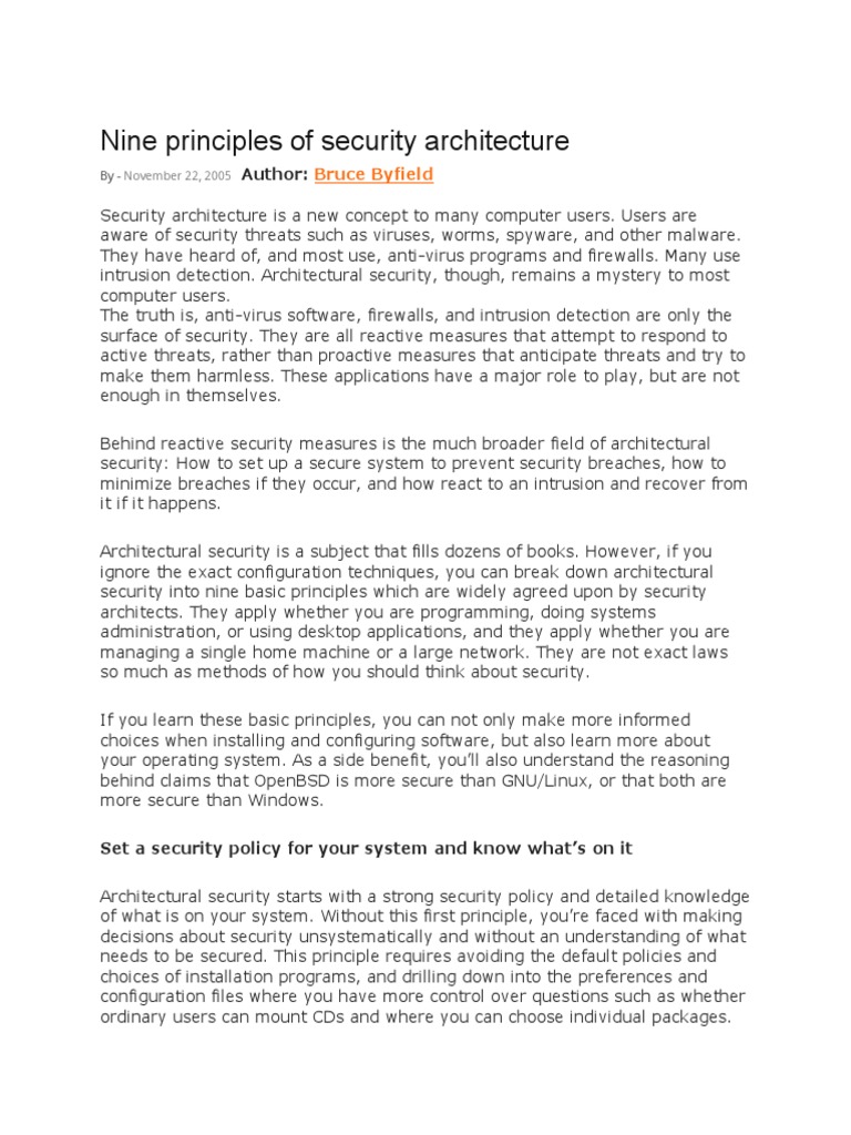 Nine Principles of Security Architecture | Download Free PDF ...