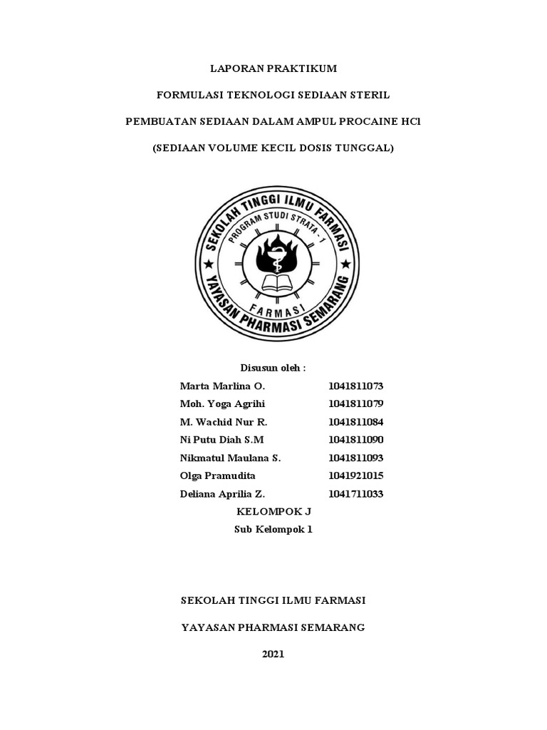 Formulasi Ampul Prokain HCl Steril | PDF