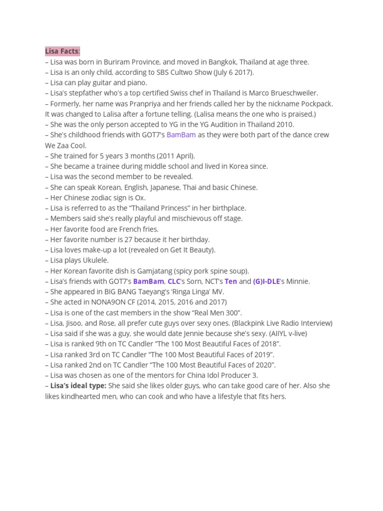 BLACKPINK Lisa Facts