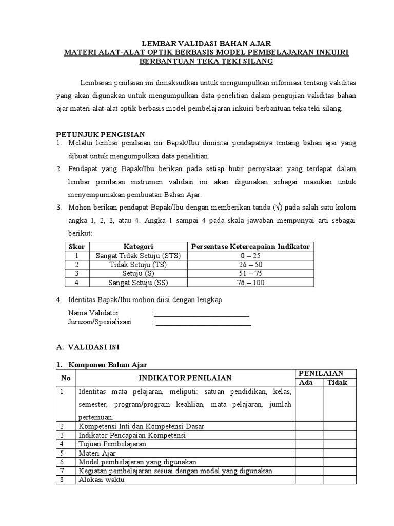 Lembar Validasi Modul | PDF