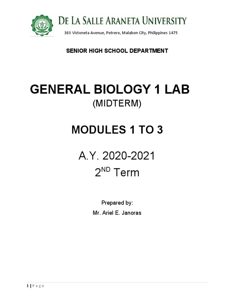 General Biology 1 Lab: Modules 1 To 3 | PDF | Mitosis | Cell (Biology)