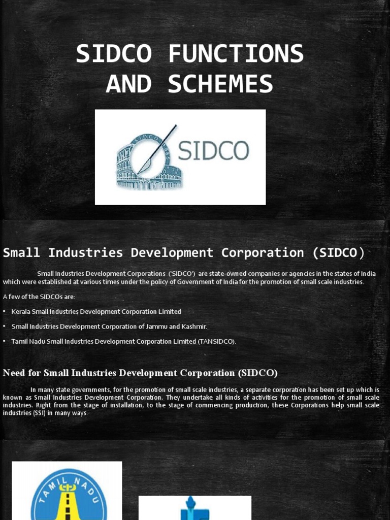 Sidco Functions and Schemes | PDF | Tamil Nadu | Entrepreneurship