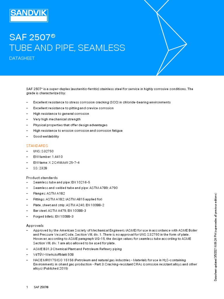 Datasheet-Saf-2507-En-V2021-03-05 18 - 06 Version 1 | PDF | Stainless ...