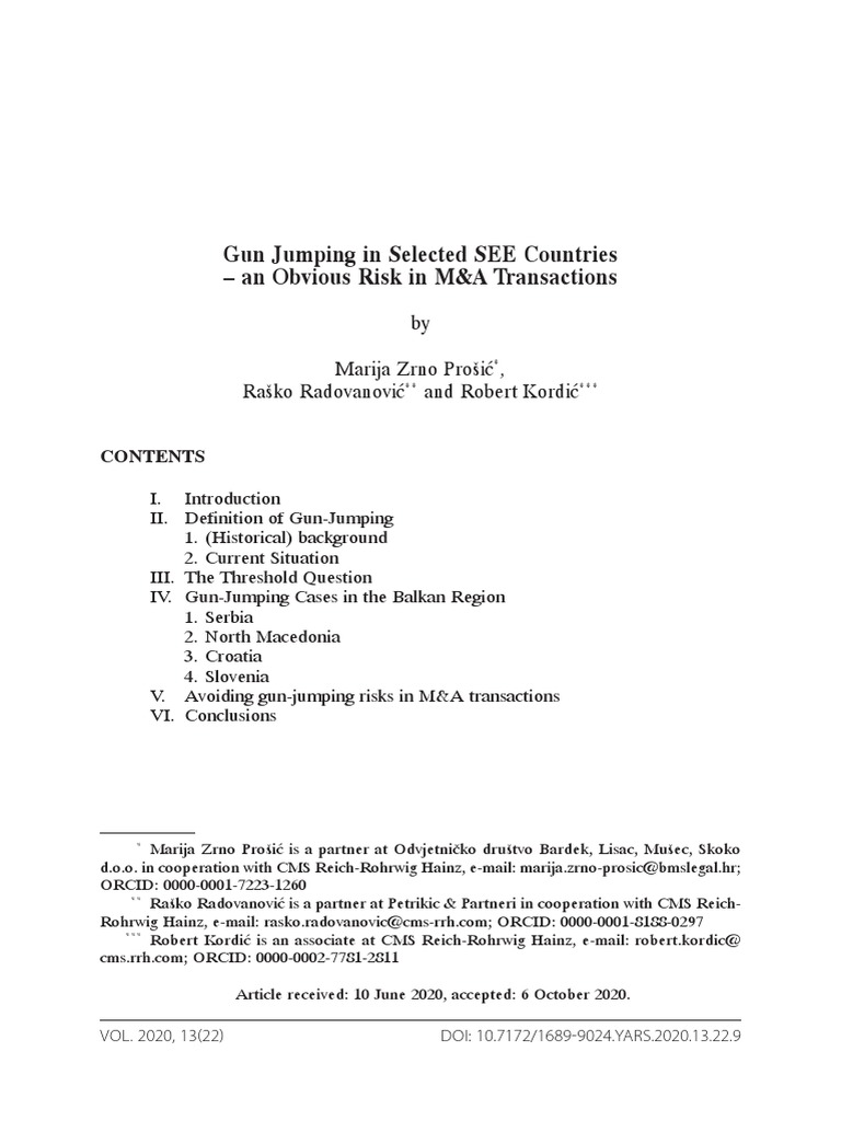 Gun Jumping in Selected SEE Countries - An Obvious Risk in M&A ...
