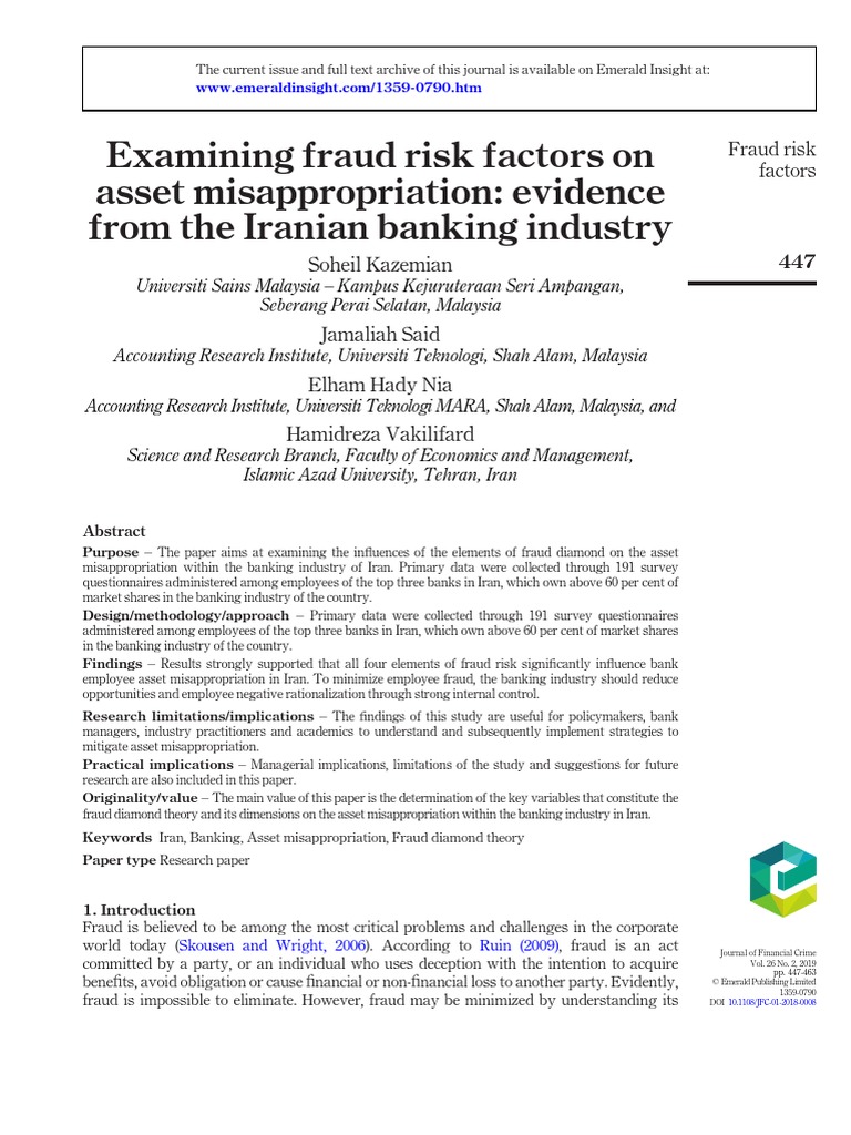 Examining Fraud Risk Factors On Asset Misappropriation Evidence From ...