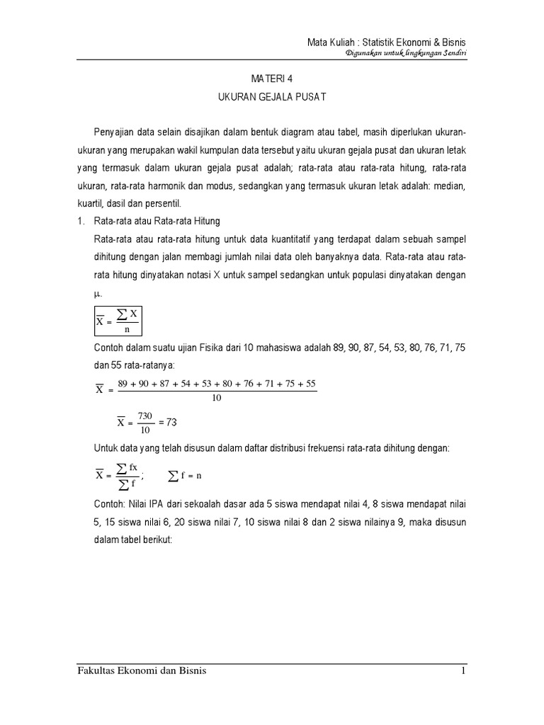 Stat1-Materi 4 Ukuran Gejala Pusat | PDF