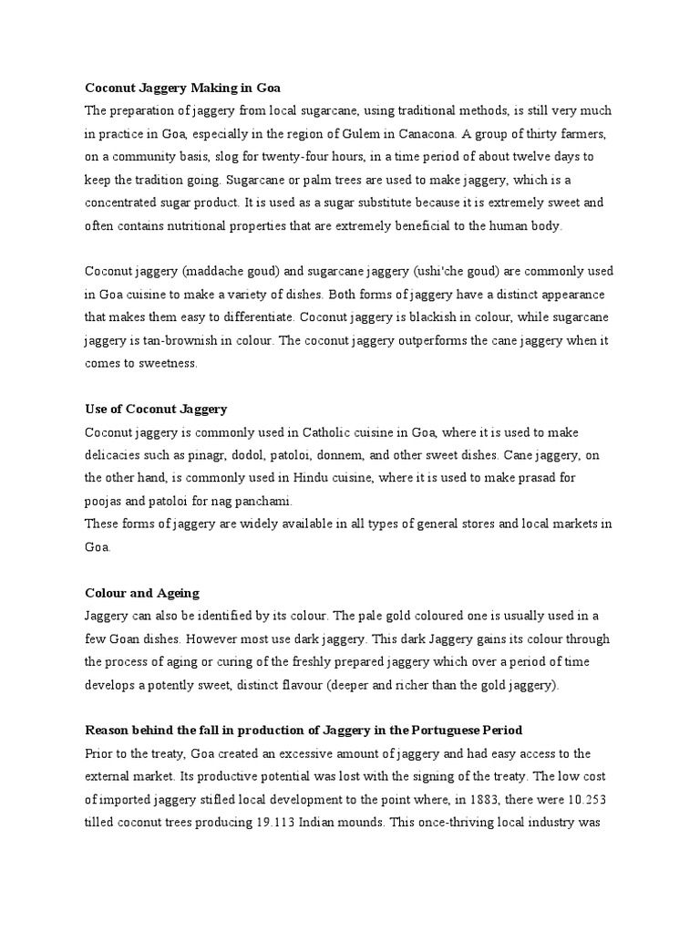 Coconut Jaggery Making in Goa | PDF | Coconut | Sugarcane