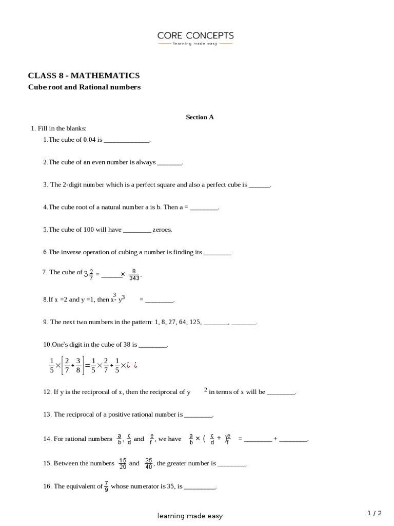 Cube Root and Rational Numbers | PDF | Rational Number | Numbers