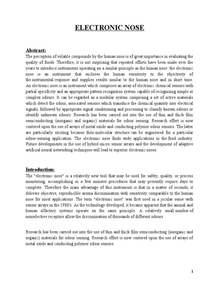 E Nose | PDF | Odor | Sensor