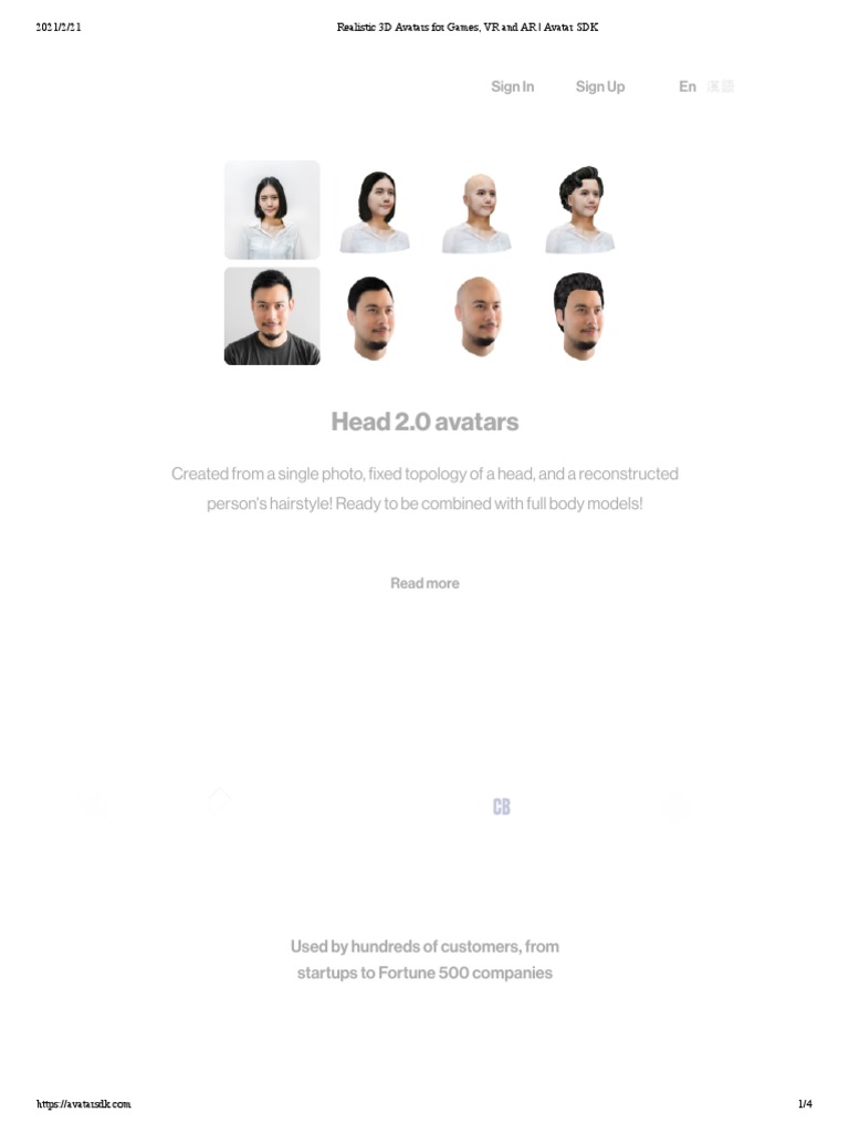Realistic 3D Avatars For Games, VR and AR - Avatar SDK | PDF ...