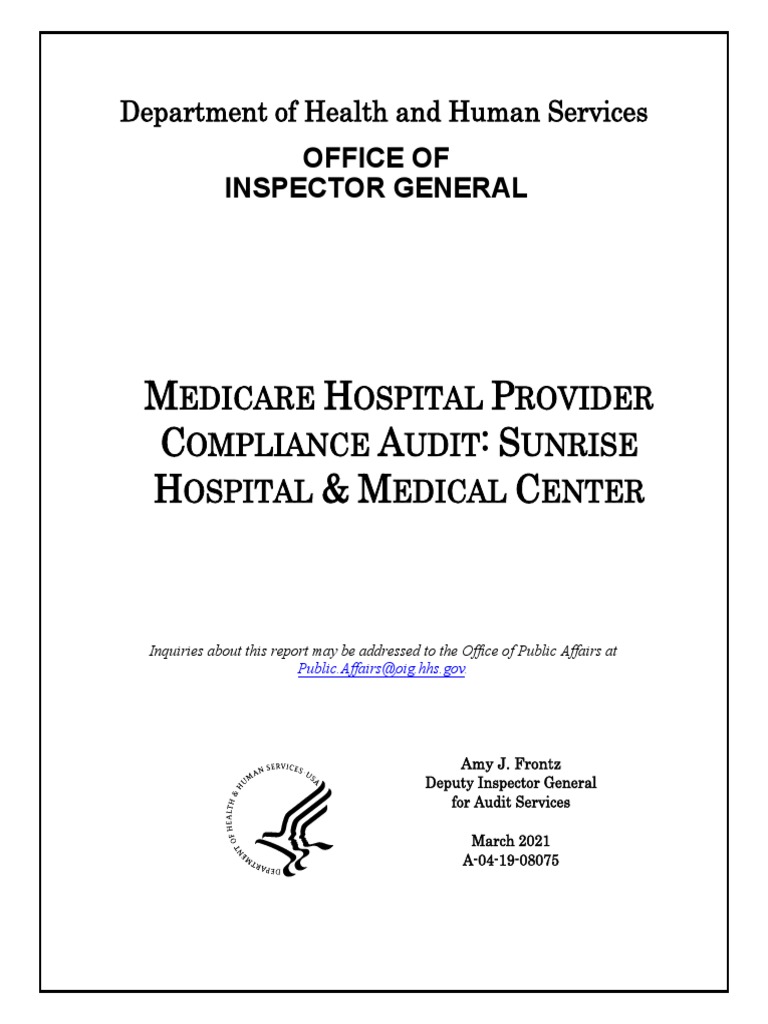 Office of Inspector General Report: Sunrise Hospital | PDF | Medicare ...