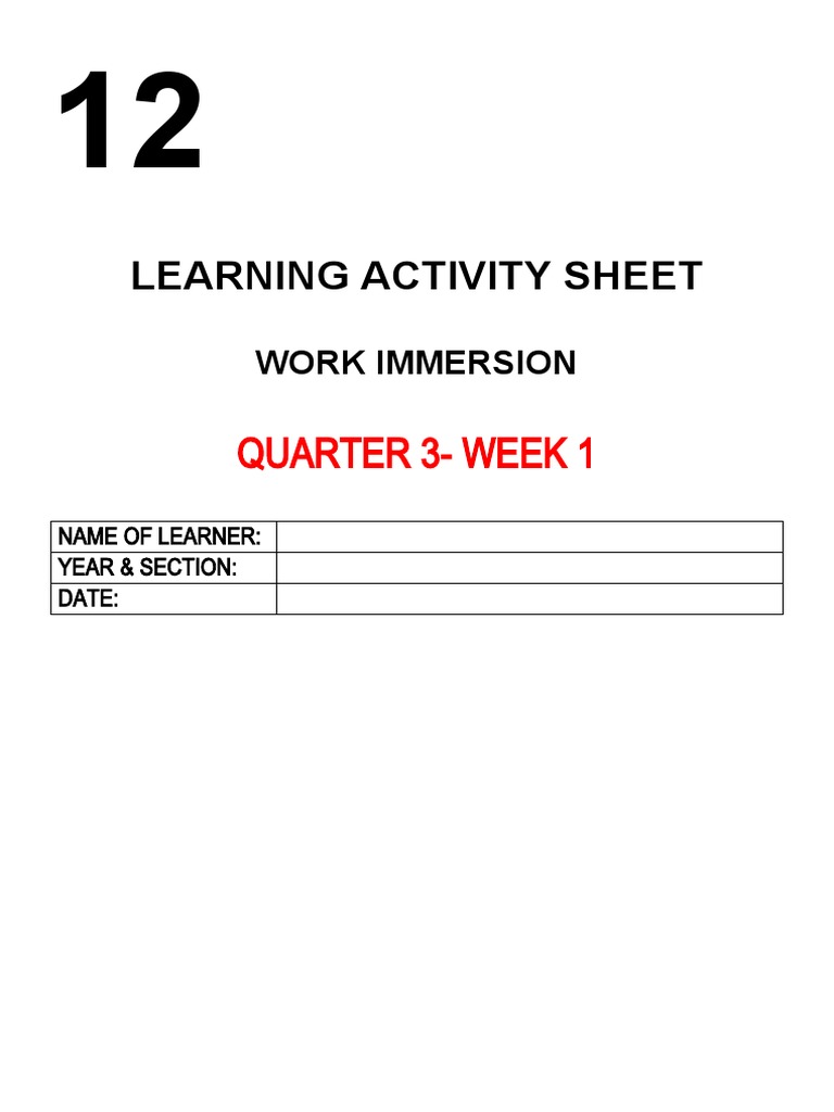 Learning Activity Sheet: Quarter 3-Week 1 | Download Free PDF | Résumé ...