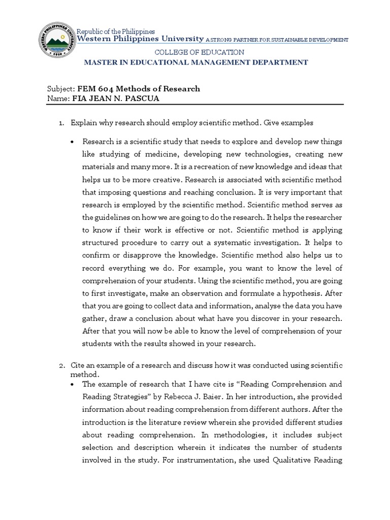 Task 1 Fia Jean N. Pascua | PDF | Scientific Method | Reading Comprehension