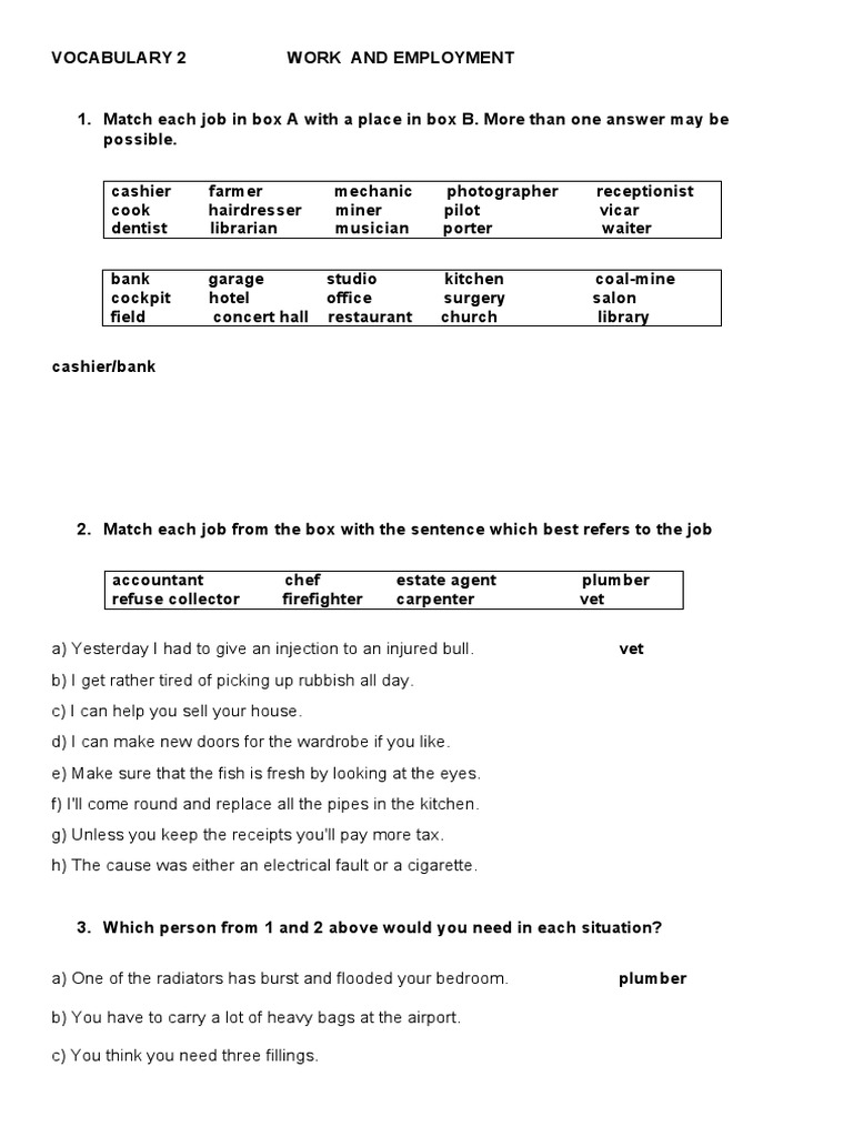 Vocabulary 2 Work and Employment | PDF | Salary | Employment