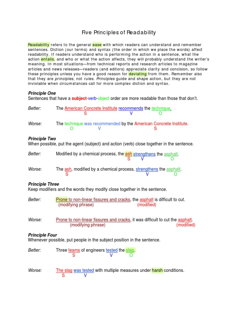5 Principles of Readability | PDF | Sentence (Linguistics) | Linguistics