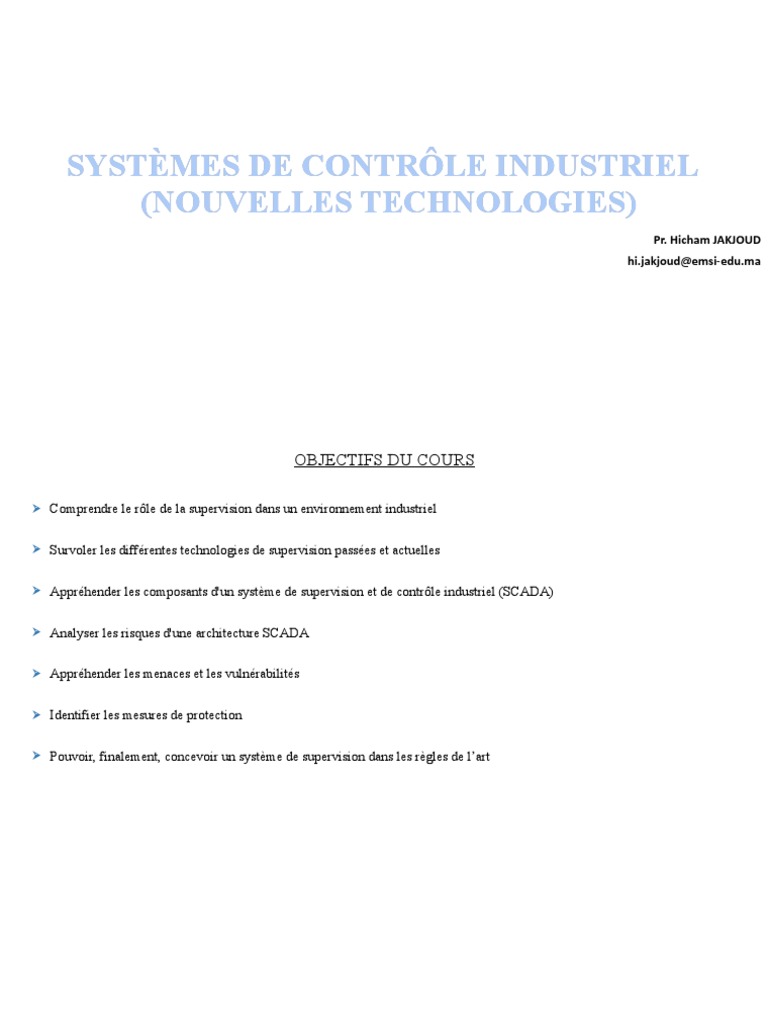 Systèmes de Contrôle Industriel | PDF | Scada | Automate programmable industriel