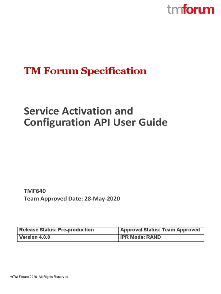 Service Activation and Configuration API User Guide: TM Forum ...