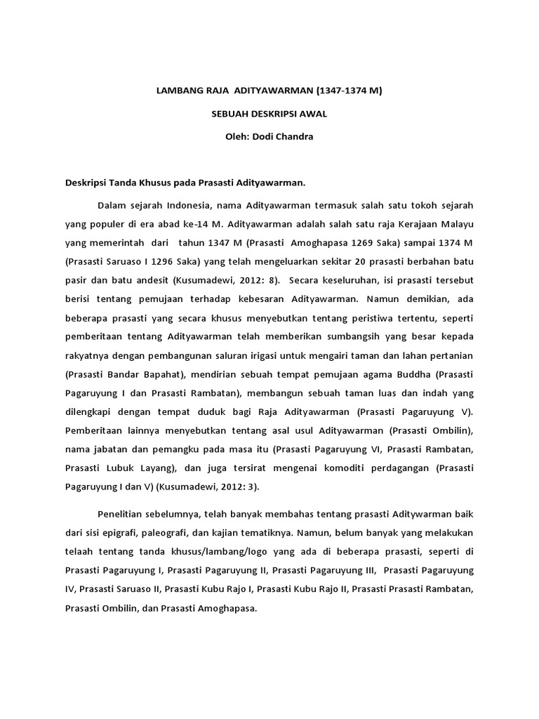 Dodi Chandra Lencana Raja Adityawarman | PDF