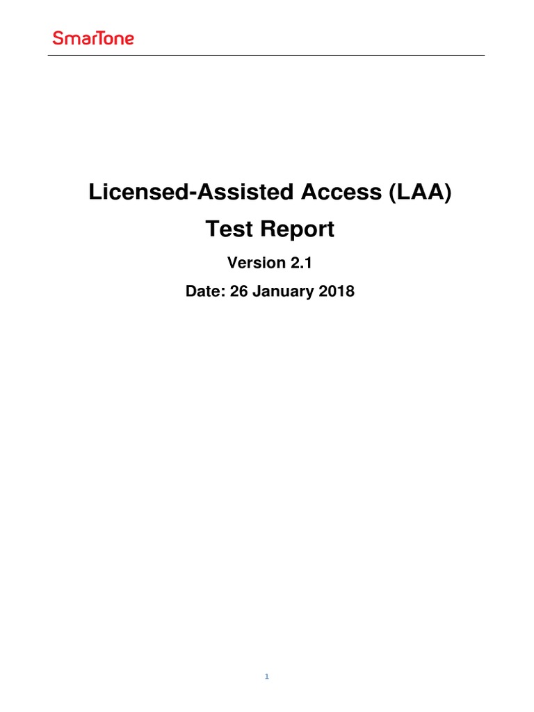 Licensed-Assisted Access (LAA) Test Report: Date: 26 January 2018 | PDF ...