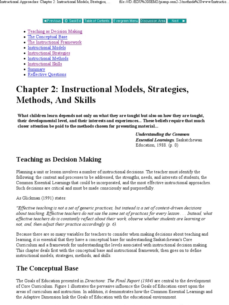 Chapter 2: Instructional Models, Strategies, Methods, and Skills | PDF ...