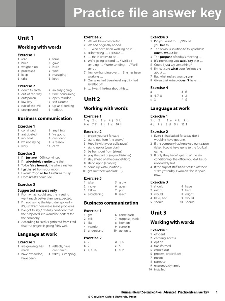 Business Result 2e Advanced PF Answerkey | PDF | Business