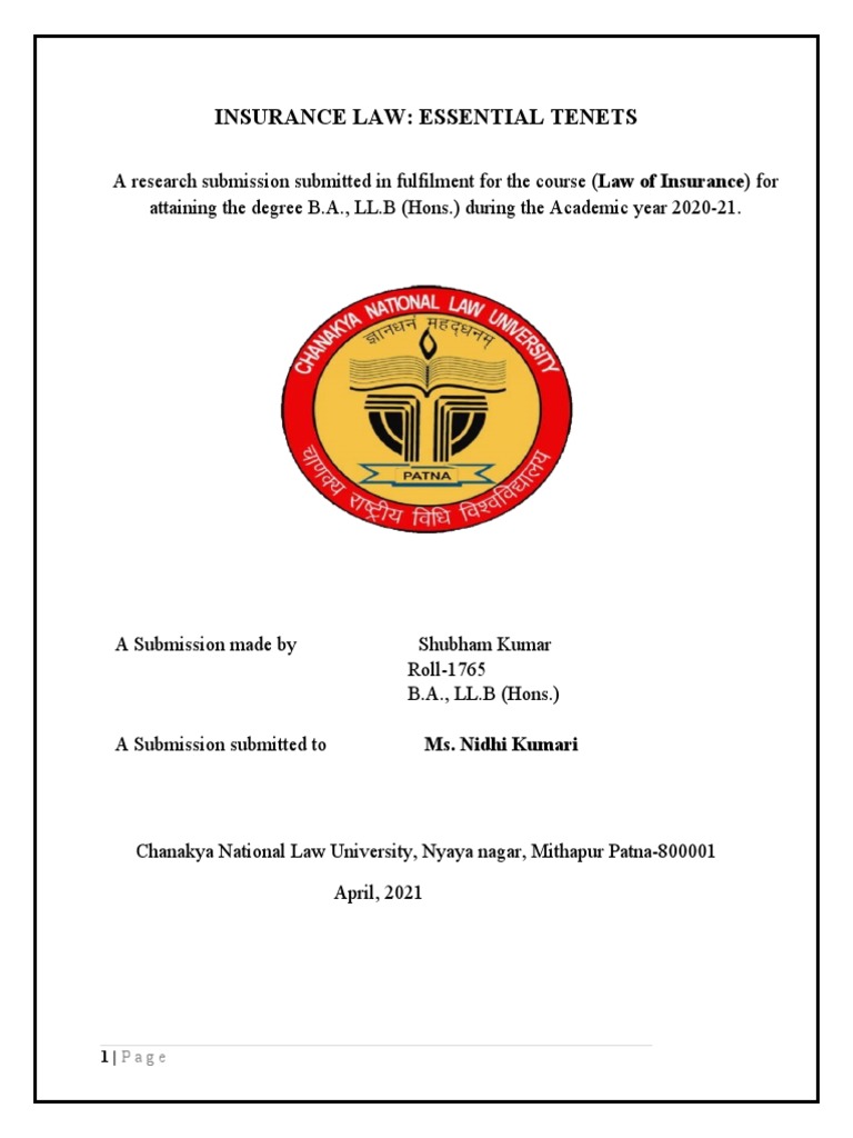 Insurance Law in India: An Analysis of the Evolution and Essential ...