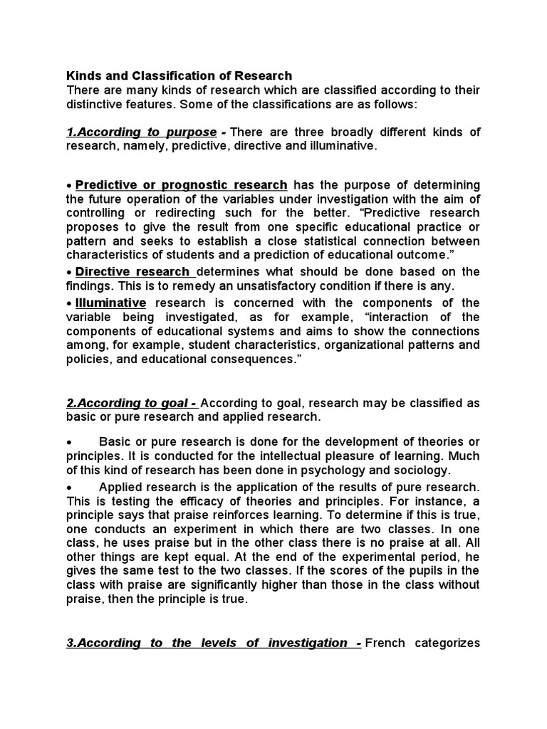 Kinds of Research Classified | PDF | Quantitative Research | Statistics