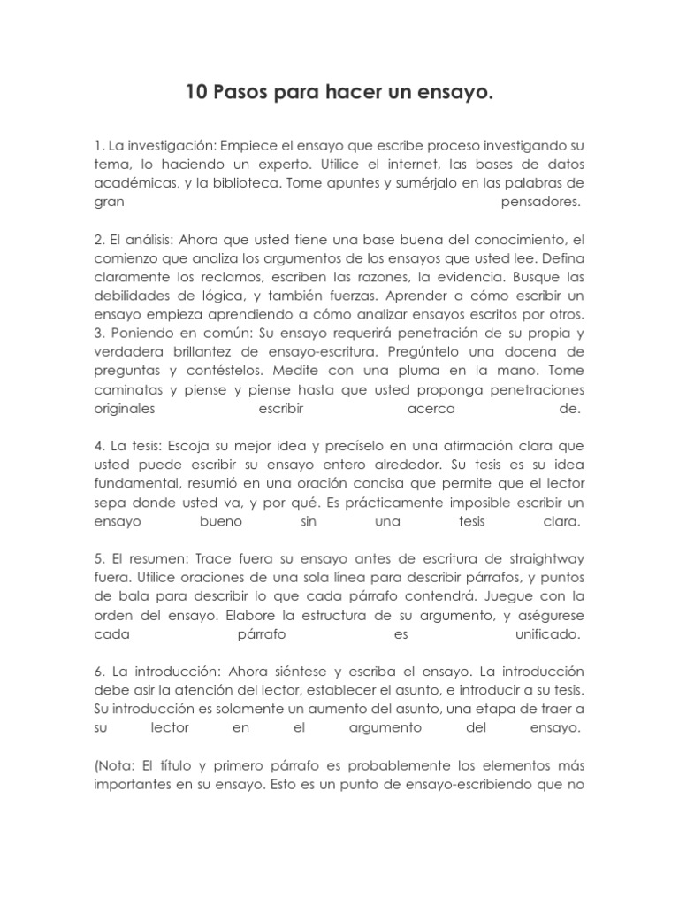 Pasos para elaborar un ensayo | PDF | Ensayos | Epistemología