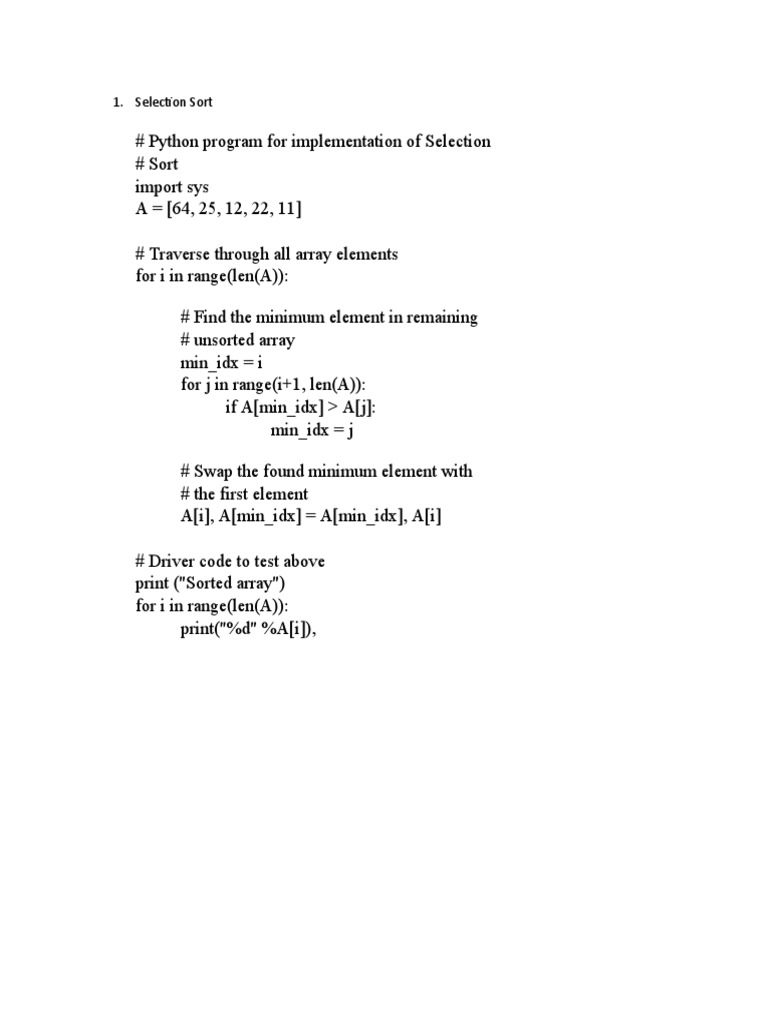 Selection Sort | PDF | Algorithms | Theoretical Computer Science