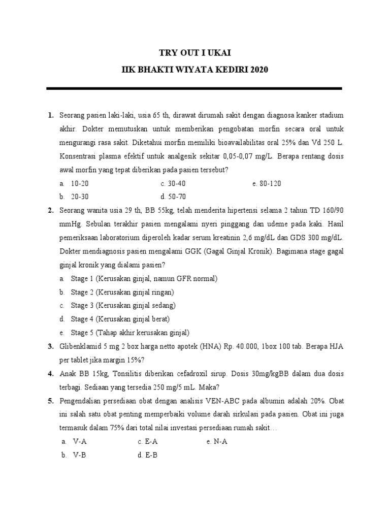 Try Out I Ukai 1 | PDF | Kesehatan Holistik