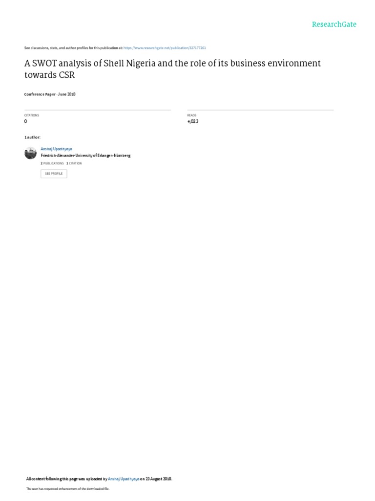 A SWOT Analysis of Shell Nigeria and The Role of Its Business ...