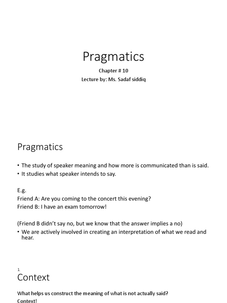 Chapter 10 Pragmatics | PDF | Human Communication | Cognitive Science