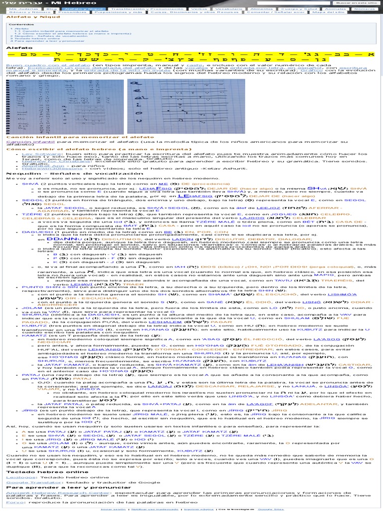 Alefato y Niqud - Mi Hebreo - עברית שלי | PDF | Lenguaje hebreo | Vocal