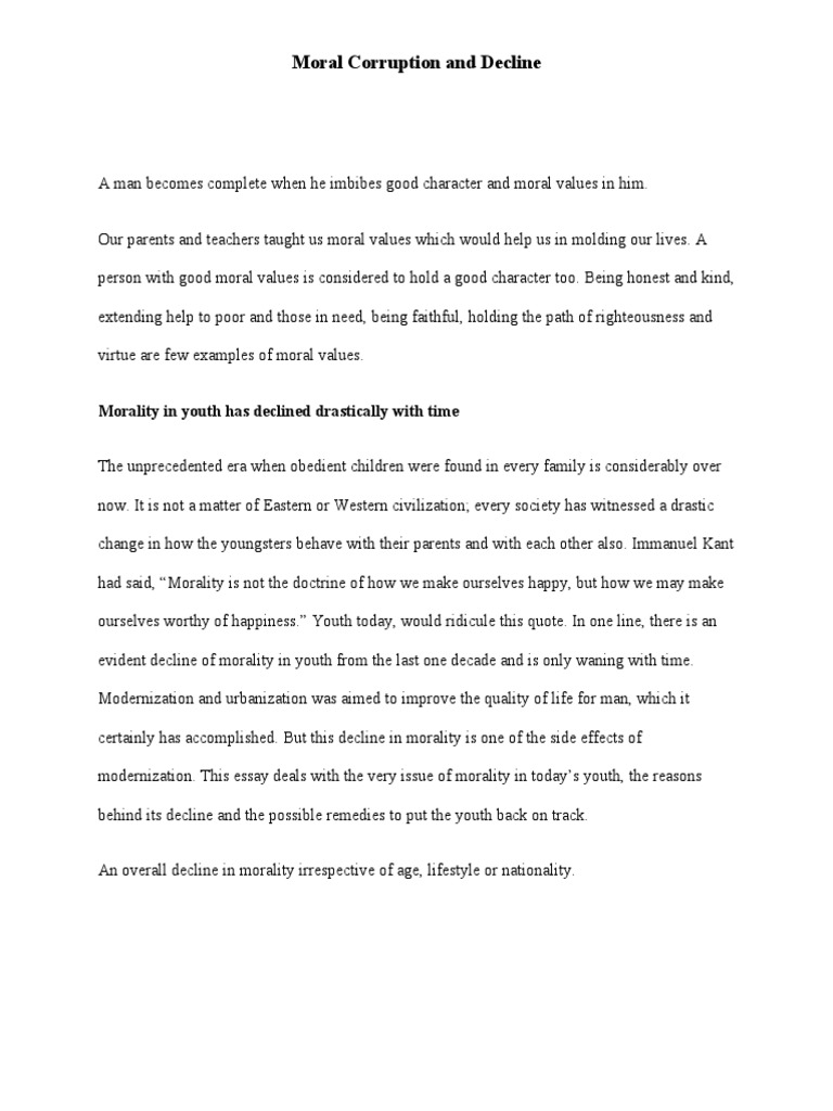 Moral Corruption and Decline | PDF | Morality | Violence